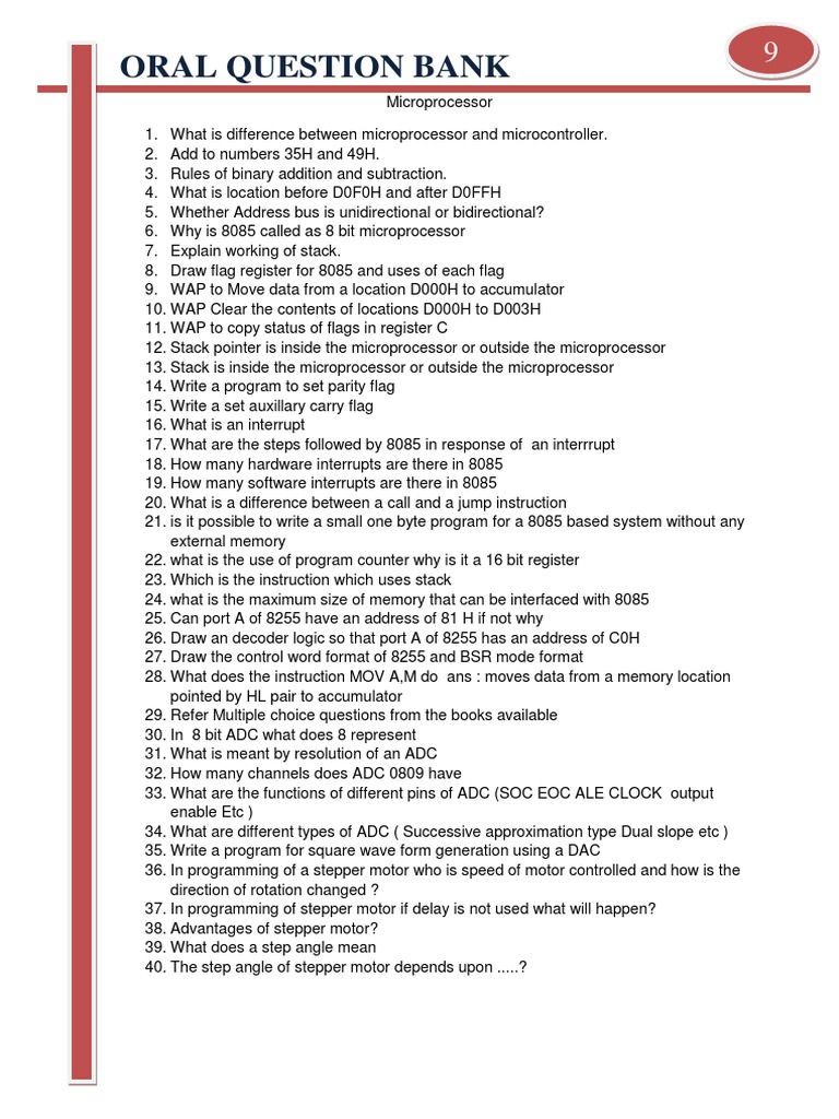 Question Bank 8051 | PDF | Digital Electronics | Digital Technology