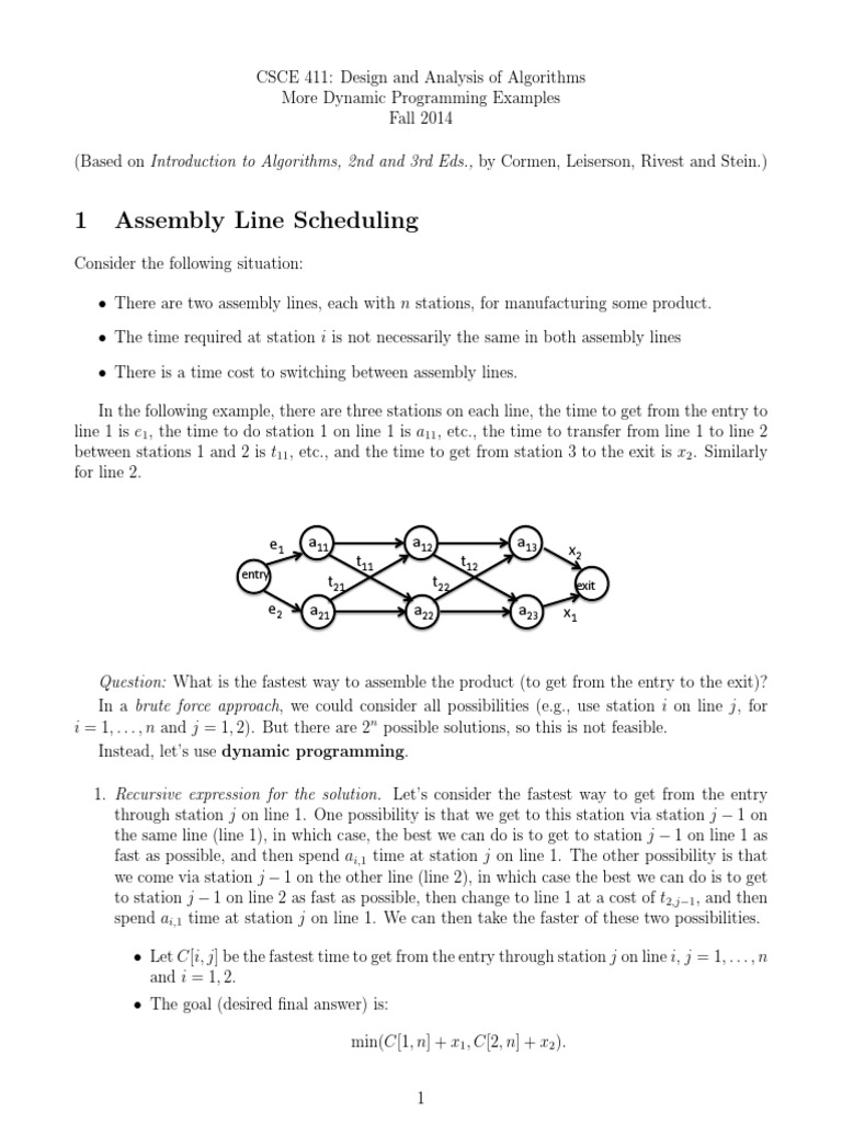 Assembly Line Scheduling | Download Free PDF | Discrete Mathematics ...
