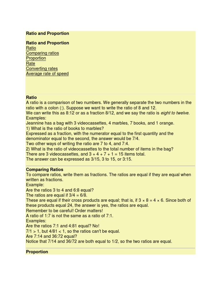 Business Math Ratio and Proportion | PDF | Ratio | Fraction (Mathematics)