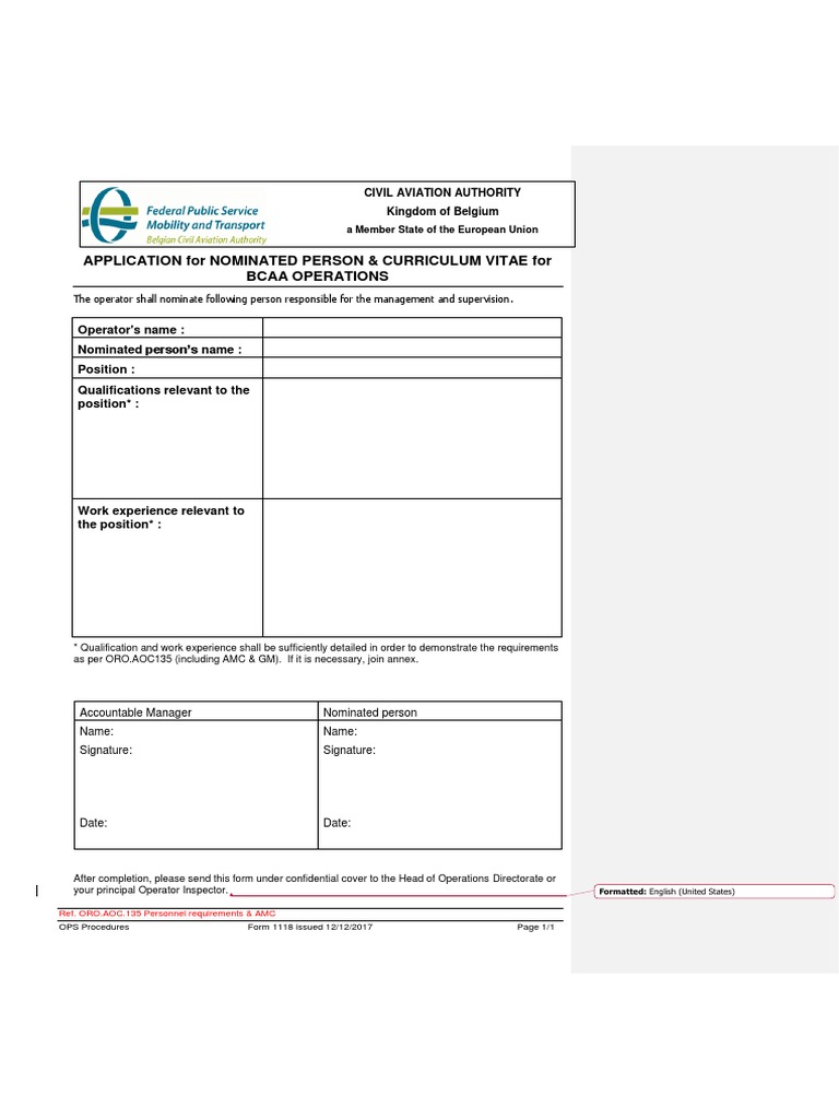 Form 1118 Application NP CV | PDF