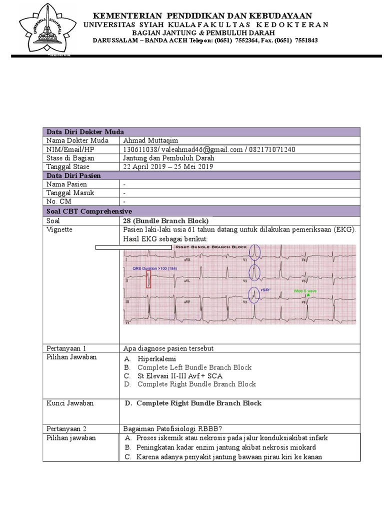 Diagnosa dan Patofisiologi RBBB | PDF | Sains & Matematika