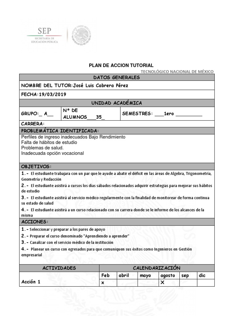 Plan de Acción Tutorial (PAT)