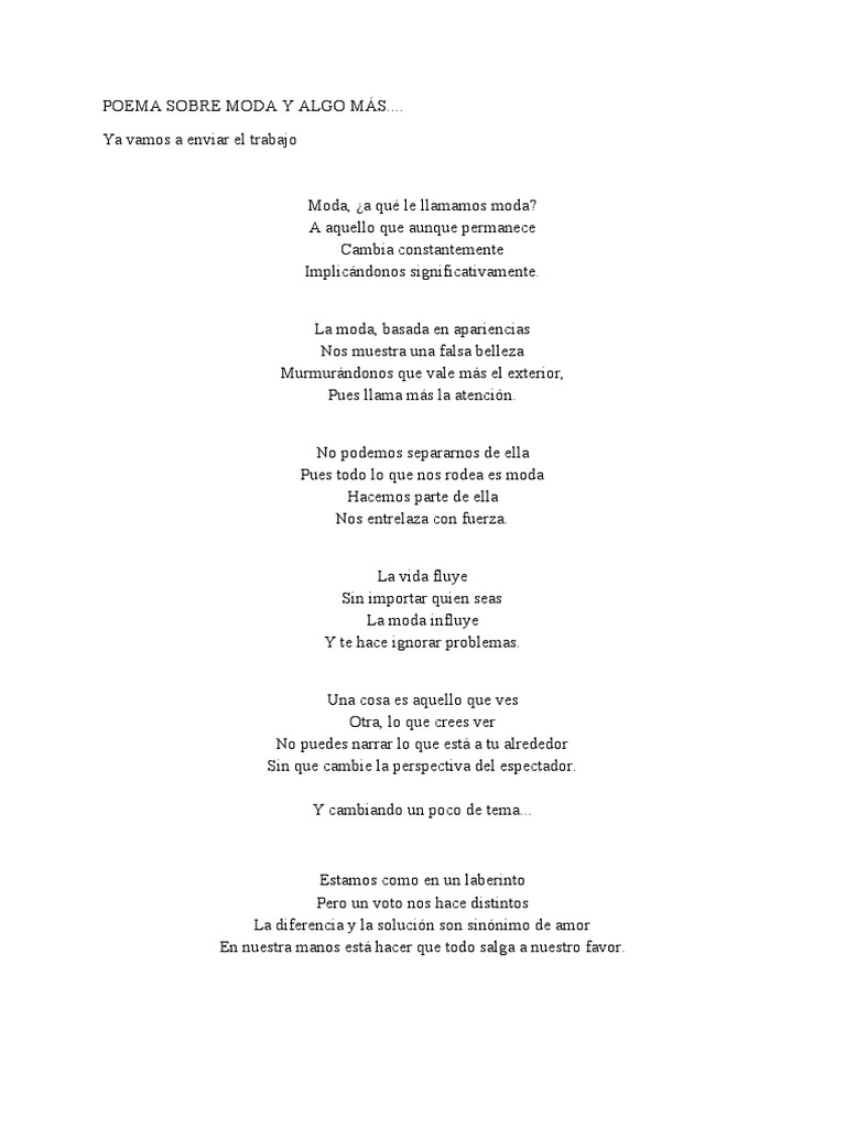 Poema Sobre Moda y Algo Más | PDF | Certeza | Amor
