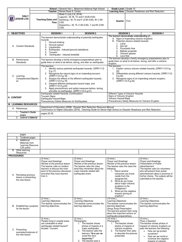 DRRR-Week 4 | PDF | Hazards | Volcano