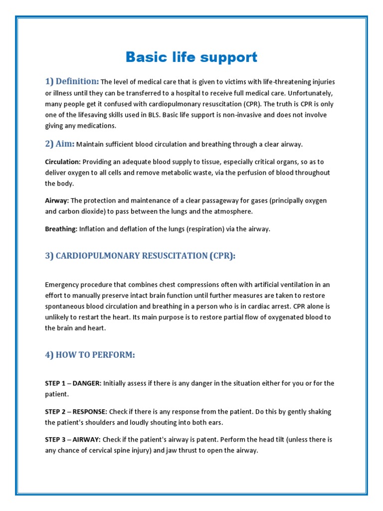 Summary Basic Life Support (PBL 7) . | PDF | Cardiopulmonary ...