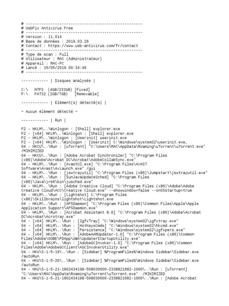 UsbFix Report | Download Free PDF | Computing Platforms | Microsoft Windows