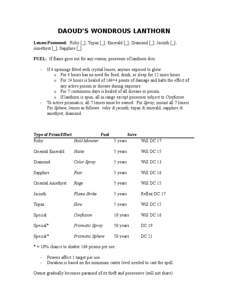 Daoud's Wondrous Lanthorn Effects | PDF