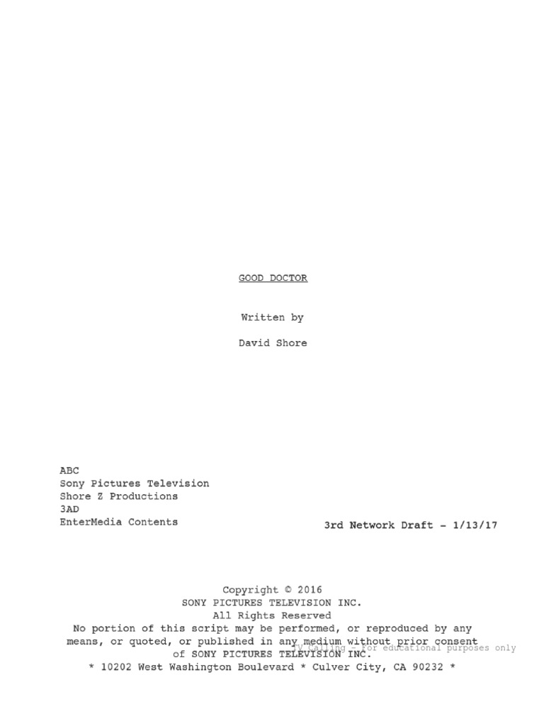 ABC - The Good Doctor 1x01 (Pilot) | PDF | Claire Bennet | Thorax