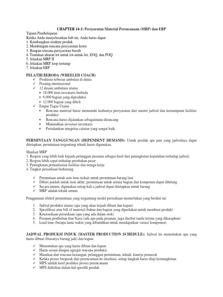 Chapter 14 - MRP Dan ERP | PDF | Komputer