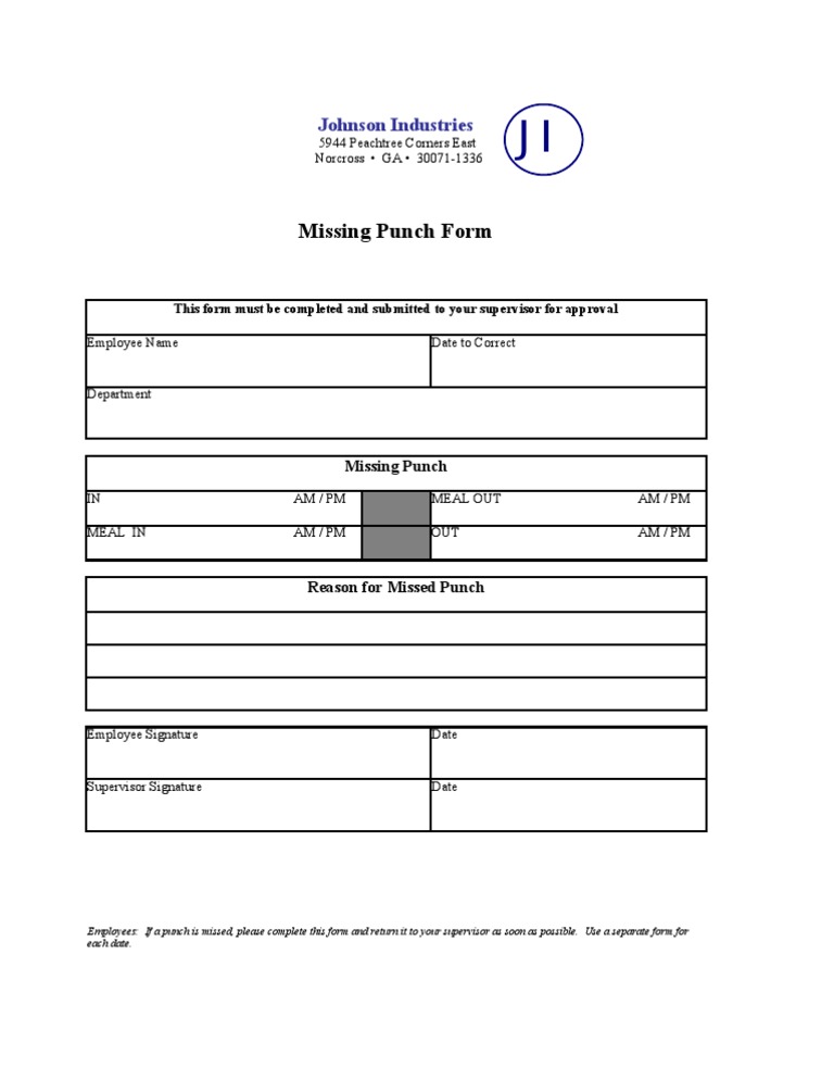 Missing Punch Form | PDF