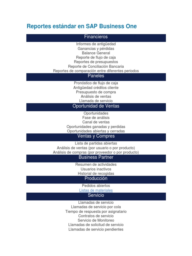 Reportes Estándar en SAP Business One | PDF | Inventario | Sap Se