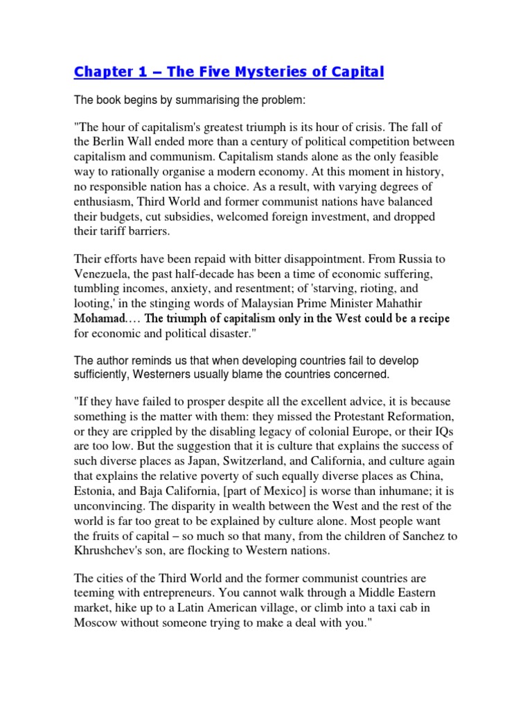 Chapter 1 - The Five Mysteries of Capital: The Book Begins by ...