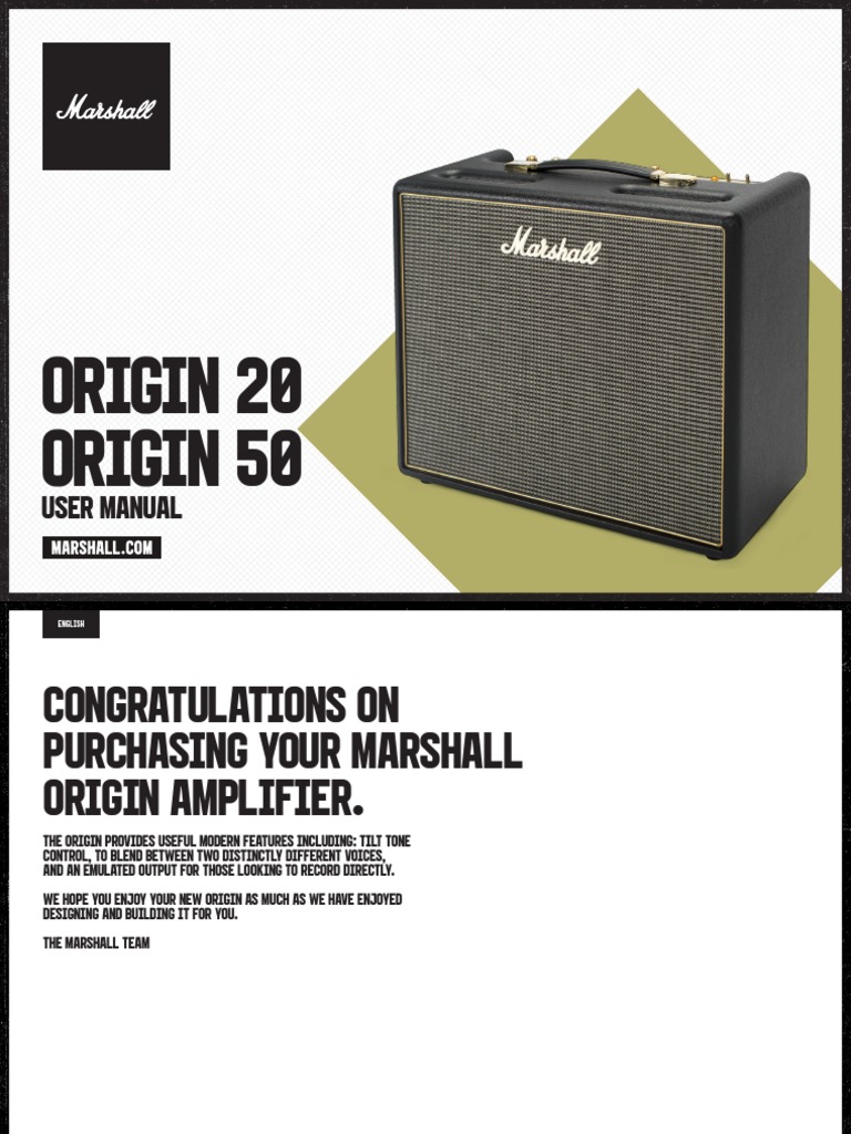 Marshall Origin 20 & 50 User Manual | PDF | Equalization (Audio ...