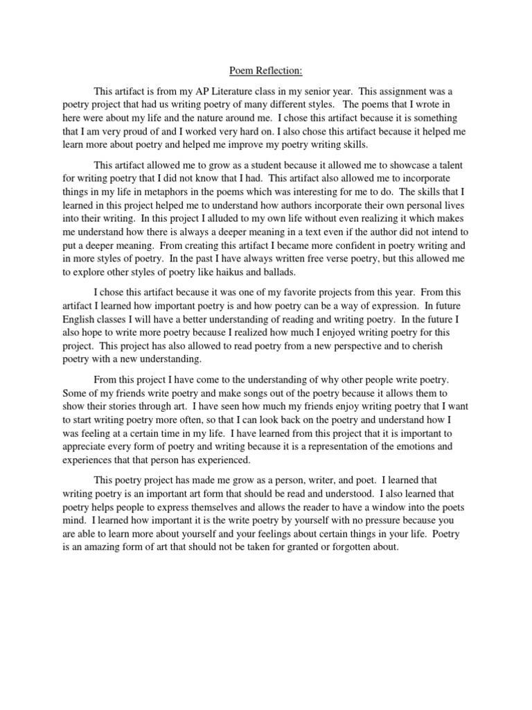 Poem Reflection | PDF | Poetry | Emotions