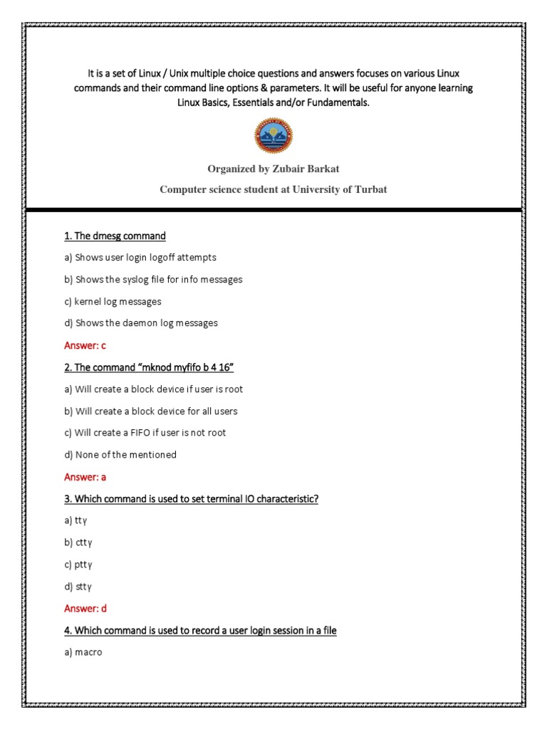 Quiz of Debian Linux by Zubair Barkat | PDF | Thread (Computing ...