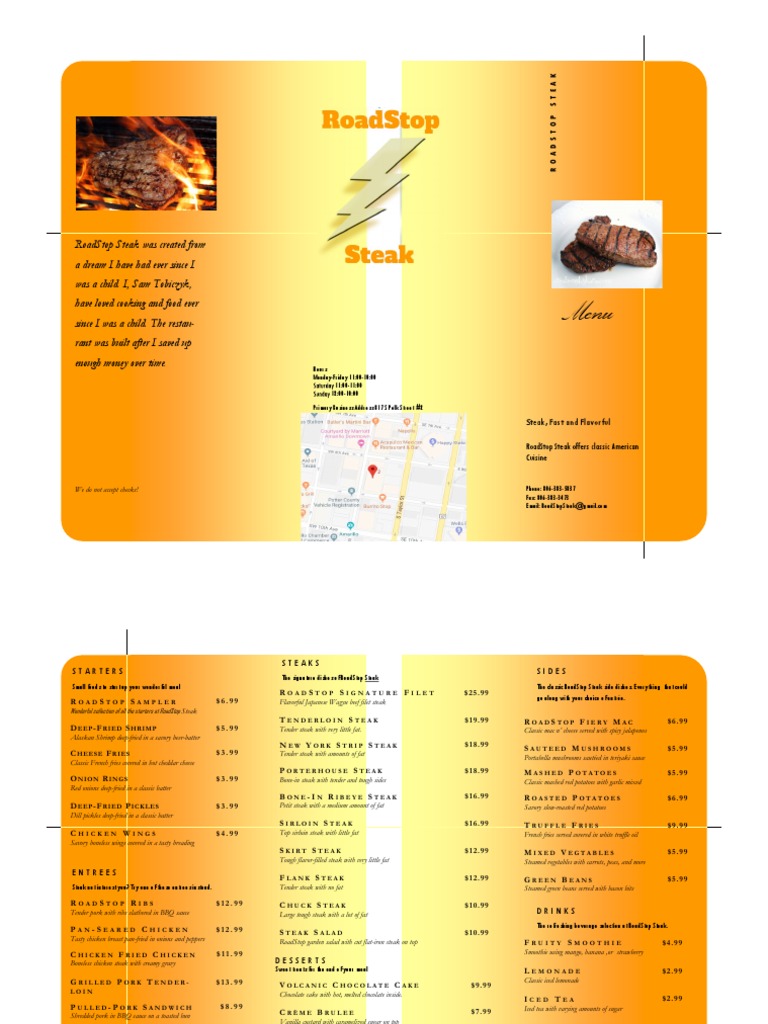 Menu | Download Free PDF | Entrée | Steak