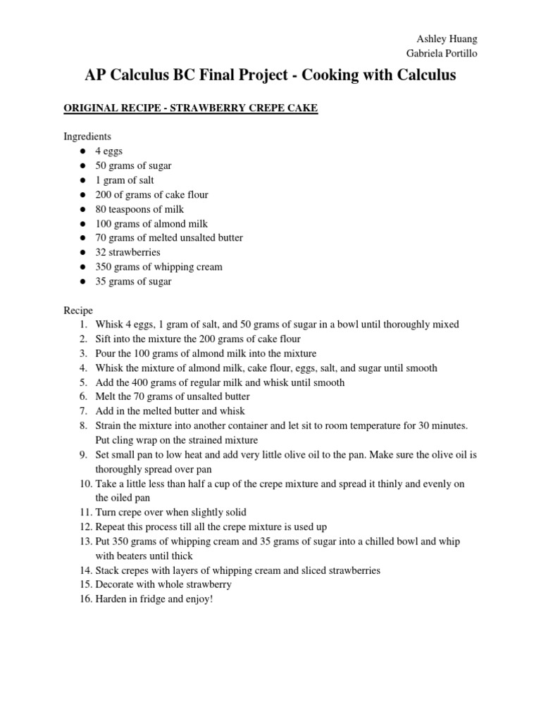 Calculus Final Poject - Ashley Gabi | PDF | Cakes | Butter