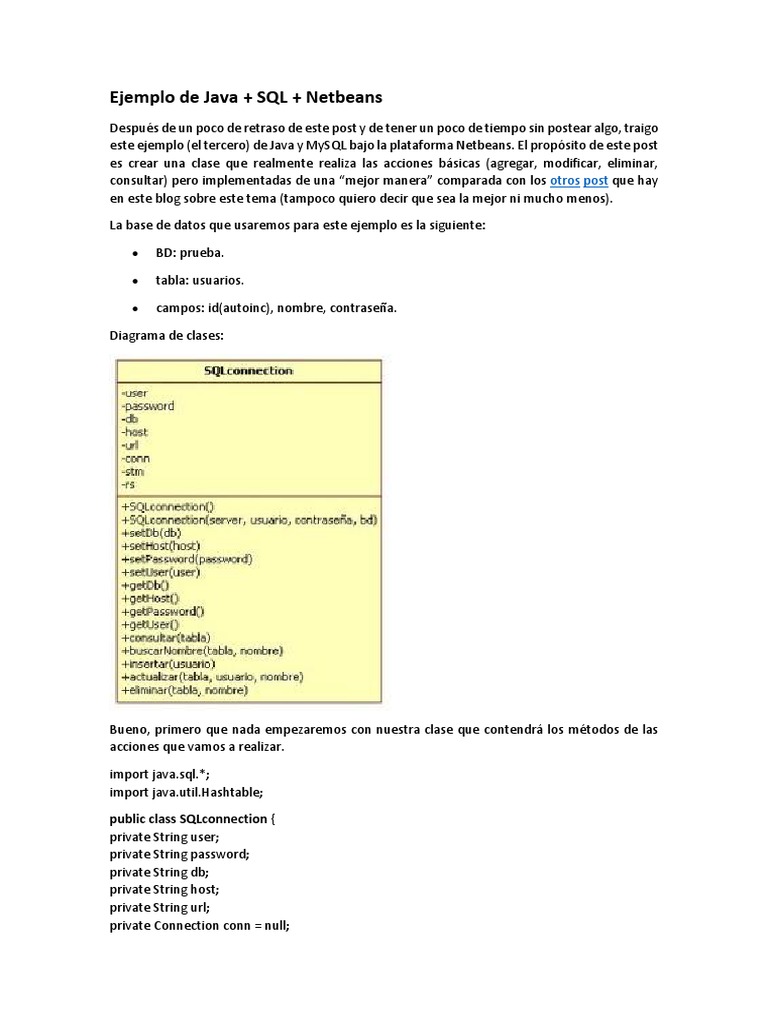 Ejemplo de Java + SQL + Netbeans | PDF | Tabla (base de datos) | SQL