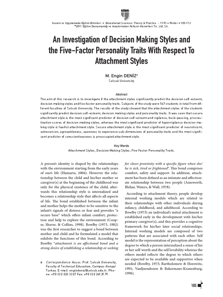 Ej919892 PDF | PDF | Attachment Theory | Extraversion And Introversion