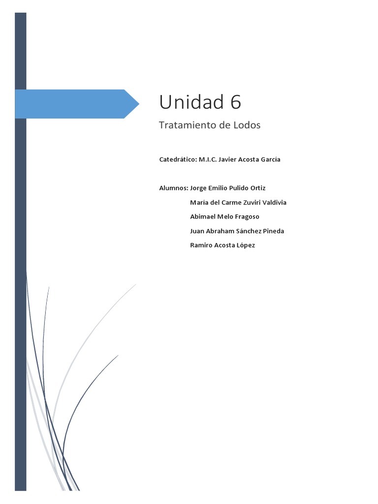 Unidad 6 Tratamiento de Lodos | PDF | Aguas residuales | Agua