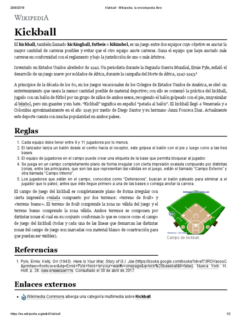 Kickball - Wikipedia, La Enciclopedia Libre | Deportes | Deportes de equipo