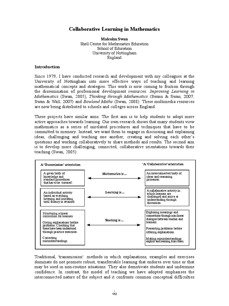 Collaborative Learning in Mathematics | PDF | Numbers | Teachers