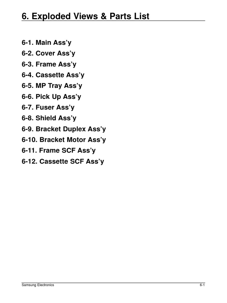 Exploded Views & Parts List: Samsung Electronics 6-1 | Download Free ...