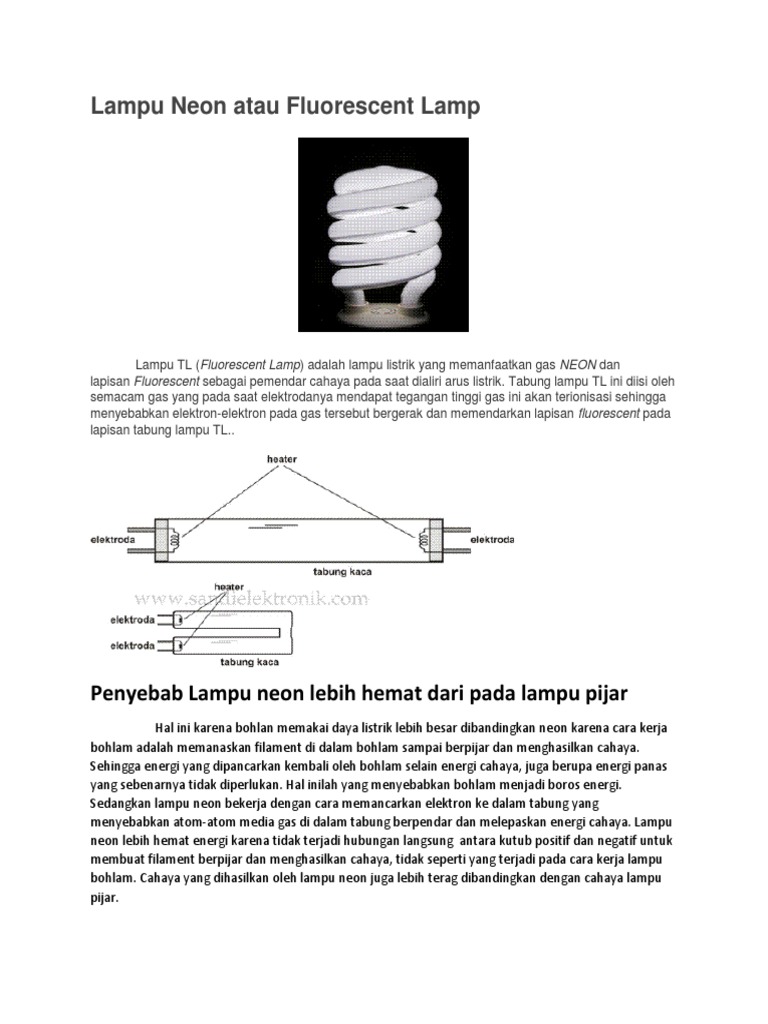 Lampu Neon Atau Fluorescent Lamp | PDF