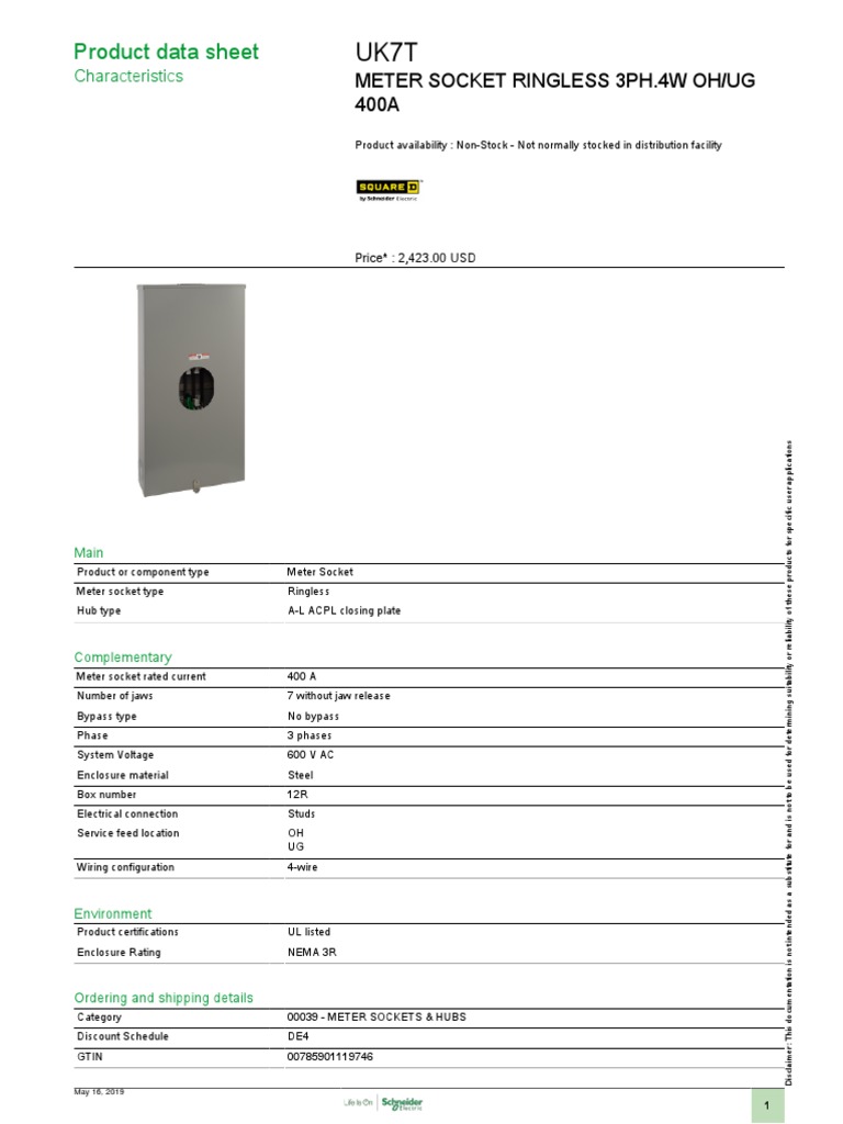 Individual Meter Sockets - UK7T | PDF