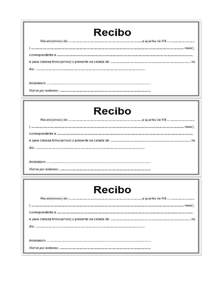 Modelo Recibo para Impressão | PDF