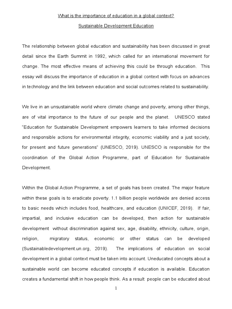What Is The Importance of Education in A Global Context? Sustainable ...