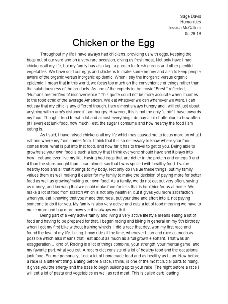 Food Ethic Draft | PDF | Chicken | Foods