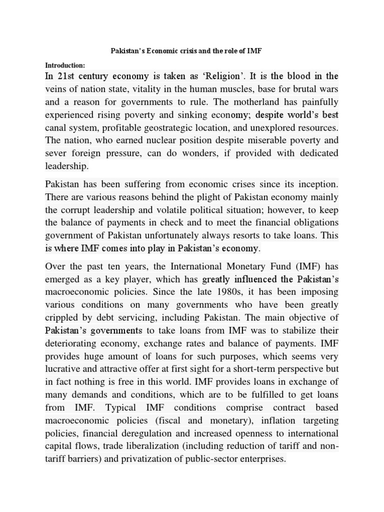 Pakistan Economy and IMF | PDF | International Monetary Fund | Foreign ...