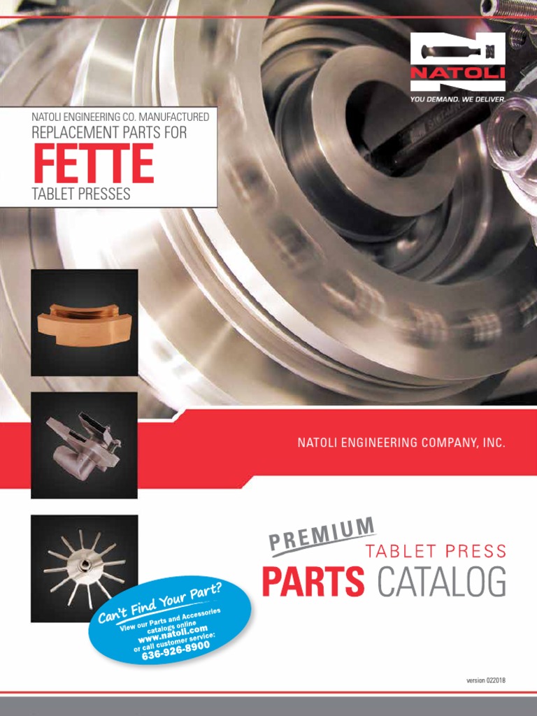 Fette Tablet Press Replacement Parts Catalog | PDF | Bearing ...