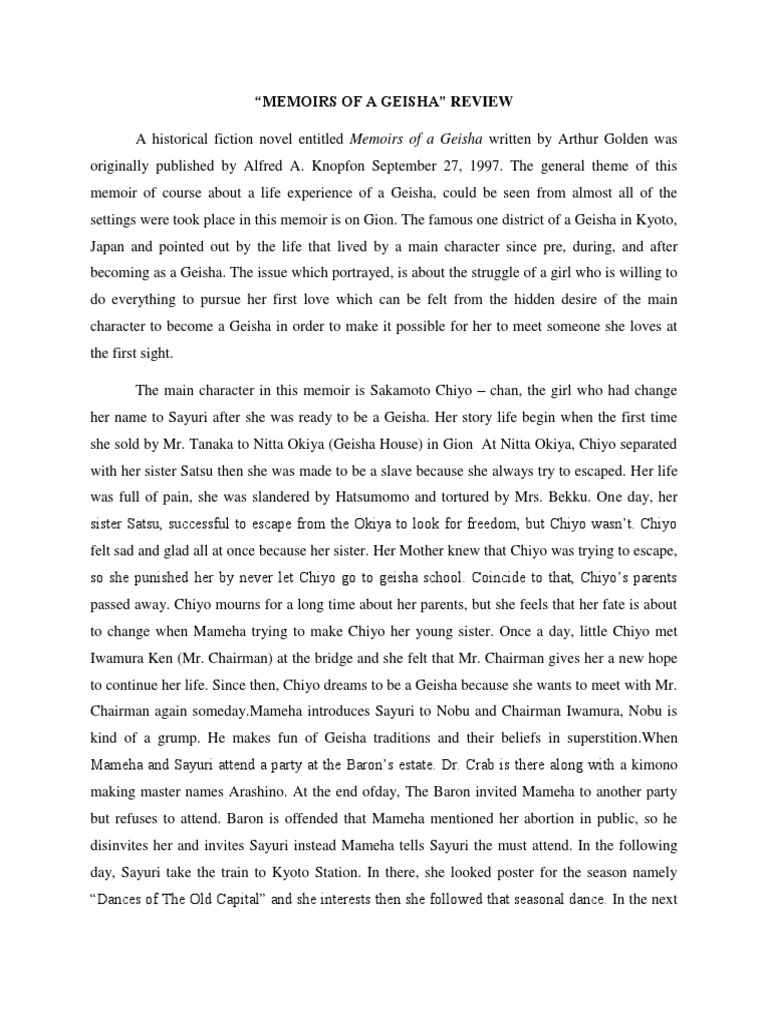 Memoirs of A Geisha Review | PDF | Geisha | Novels