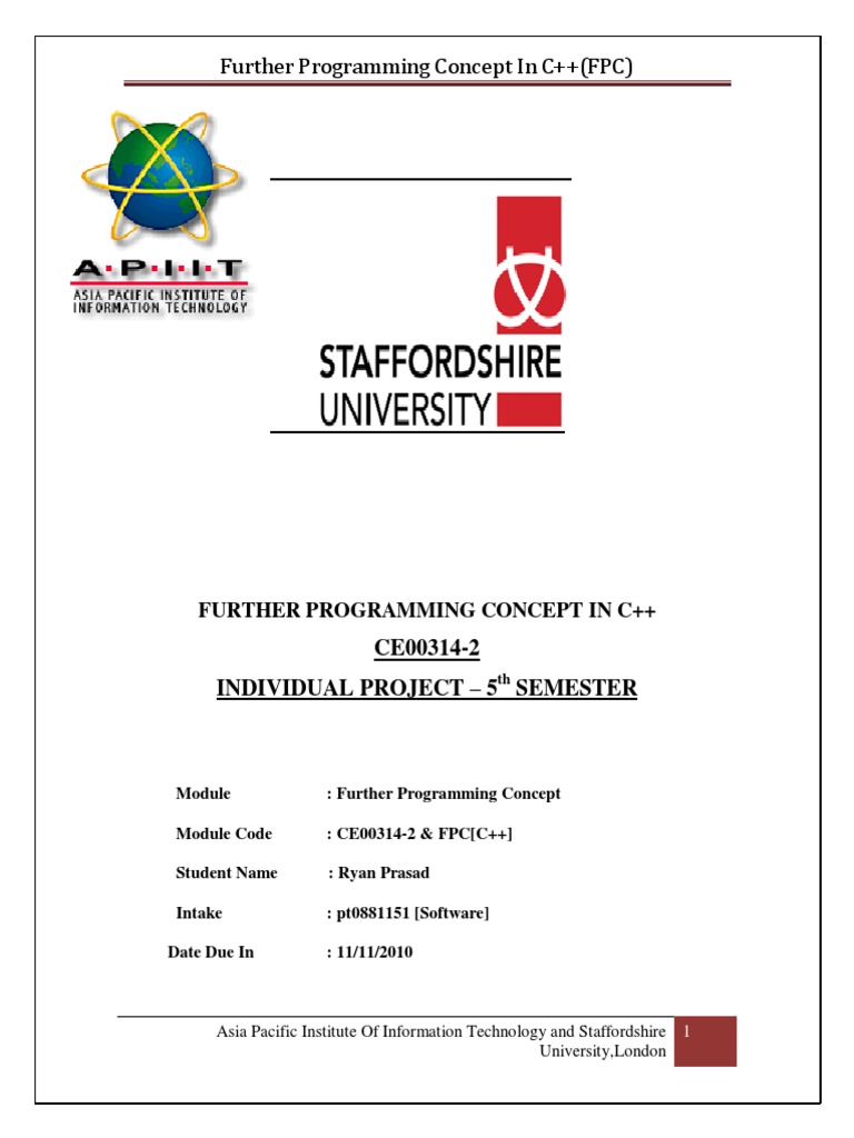 Further Programming Concept in C++ (FPC) : CE00314-2 Individual Project ...