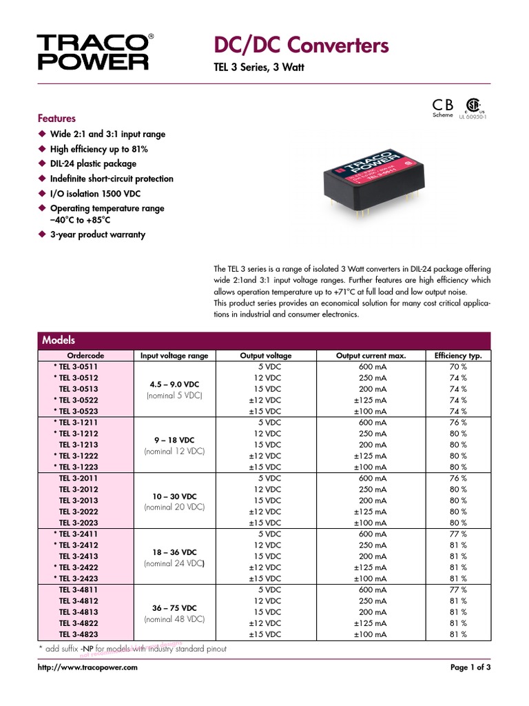 Tel3 Datasheet PDF | PDF | Electrical Engineering | Physical Quantities