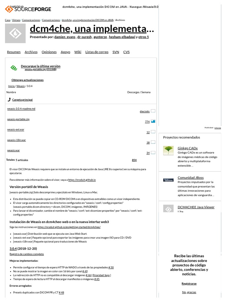 Dcm4che, Una Implementación DICOM en JAVA - Navegue - Weasis - 3.0.4 en | PDF | Java (lenguaje ...