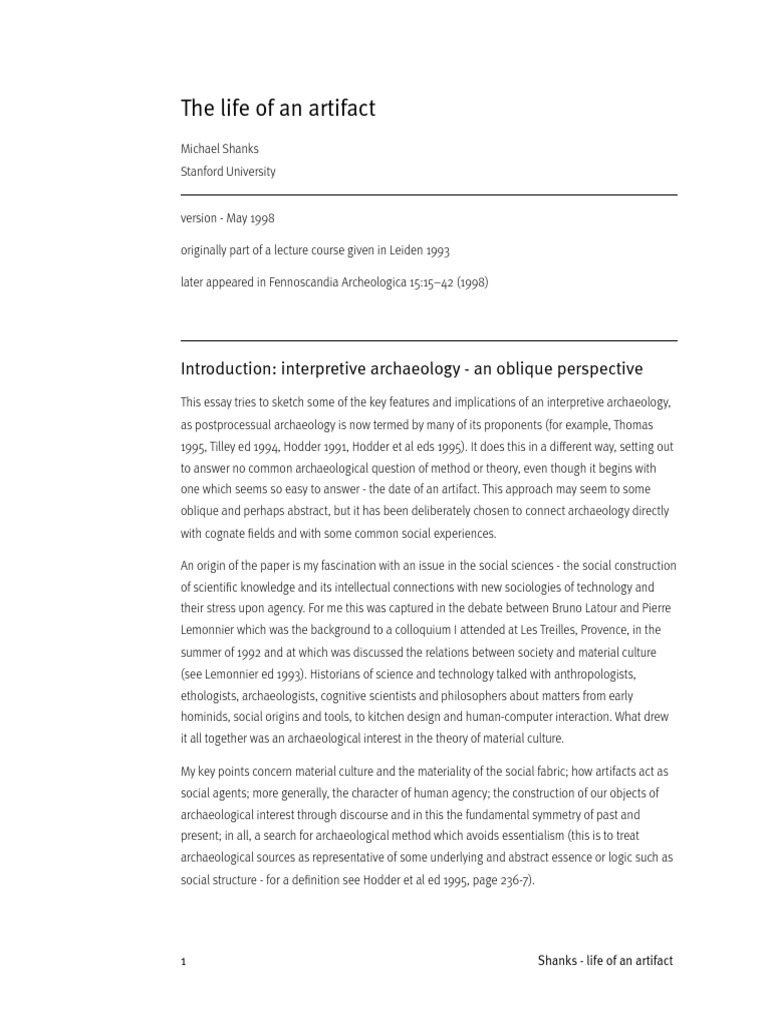The Life of An Artifact: Introduction: Interpretive Archaeology - An ...
