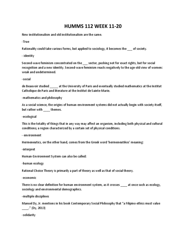 Humms 112 Week 11 20 Wahahaha | PDF | Social Science | Sociology