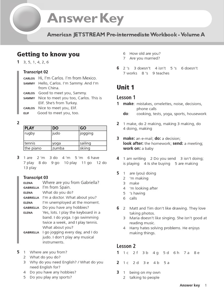 Pre-Intermediate Workbook Answer Key | PDF | Chili Pepper | Nature