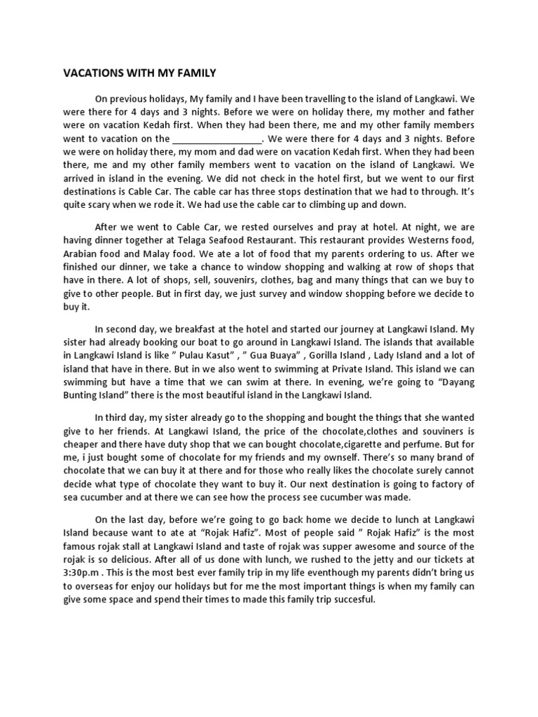 Vacations With My Family | PDF | Foods | Leisure