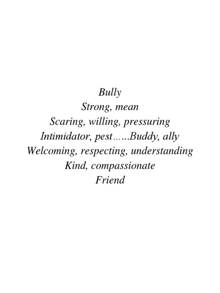 Bully Strong, Mean Scaring, Willing, Pressuring Intimidator, Pest ...