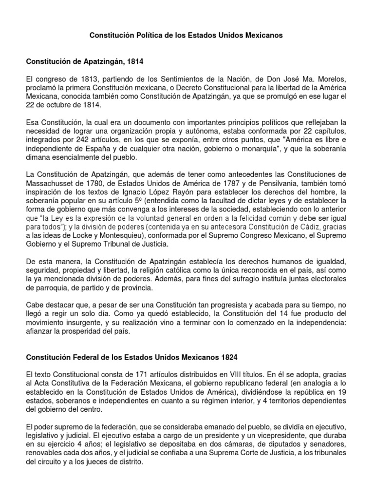 Constitución Política de Los Estados Unidos Mexicanos | PDF ...