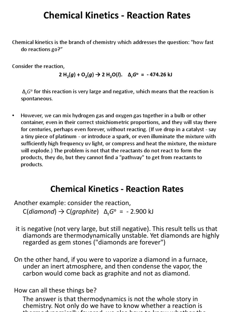 Chemical Kinetics - Reaction Rates | PDF | Reaction Rate | Chemical ...