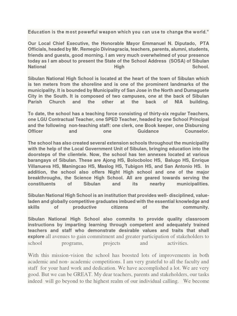 Sample Sosa Word | Competition | Teachers