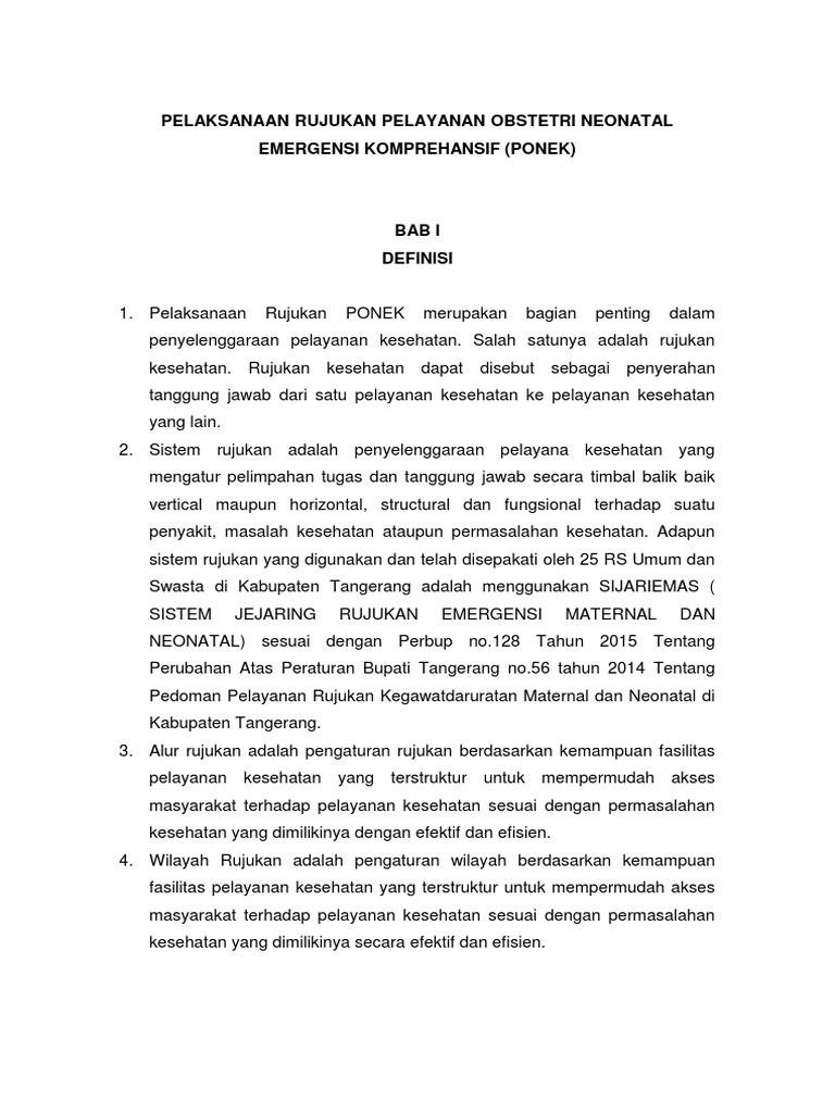 Panduan Rujukan PONEK | PDF