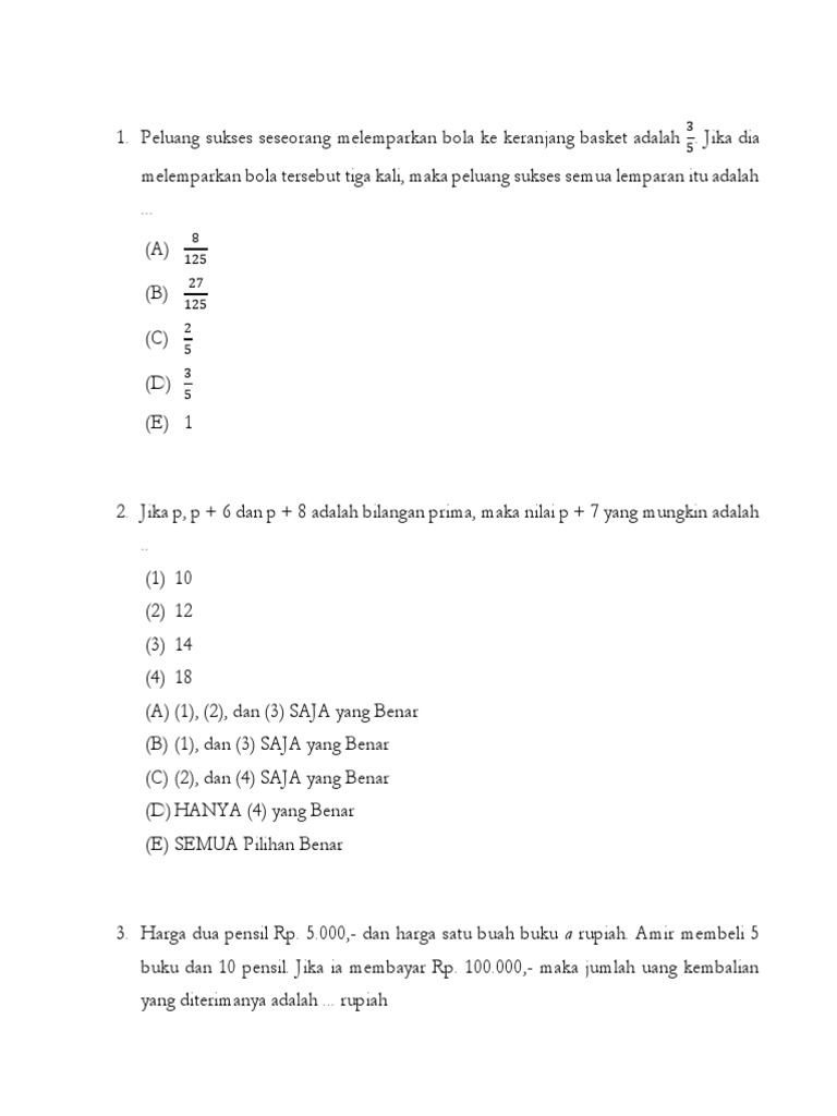 Peluang dan Persamaan Matematika Dasar | PDF
