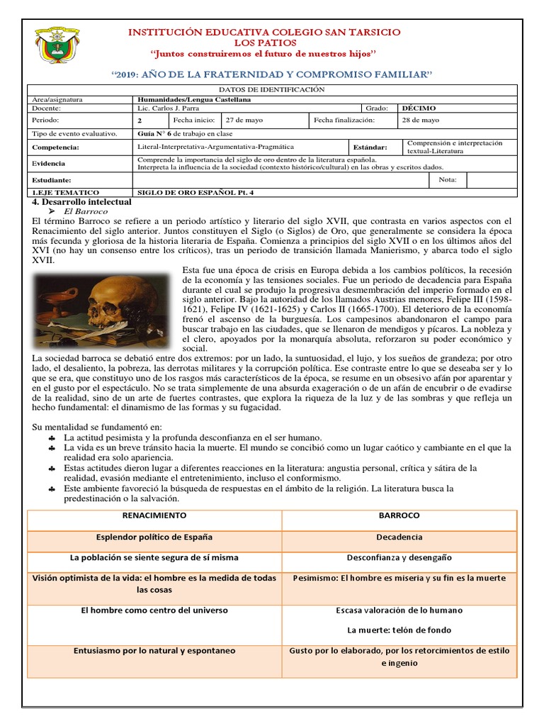 Guia Siglo de Oro Español 4 | PDF | Barroco | Don Quijote