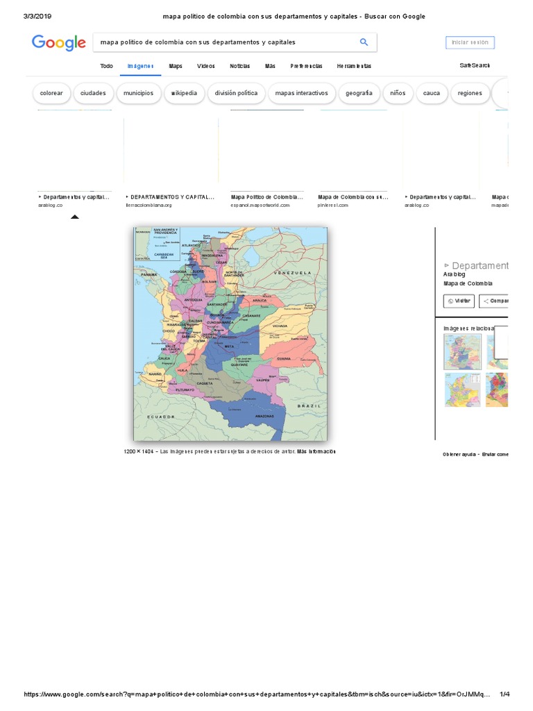 Mapa Político de Colombia: Departamentos y Capitales | PDF | Mapa ...